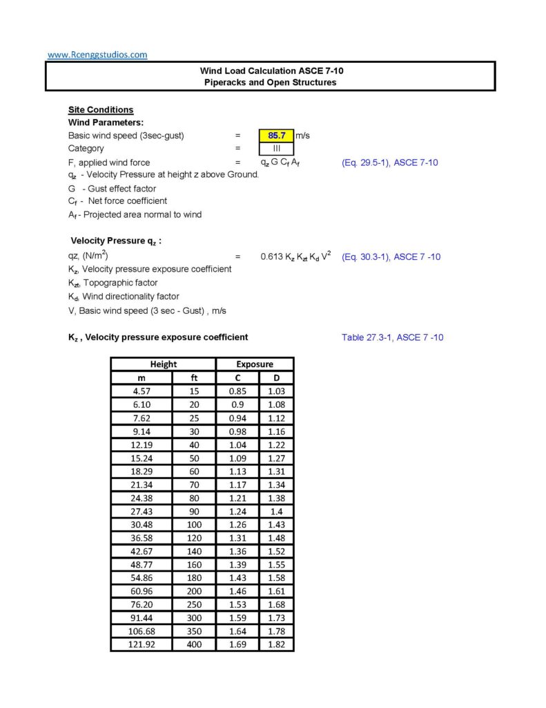 Wind Load Calculation for Pipe Rack